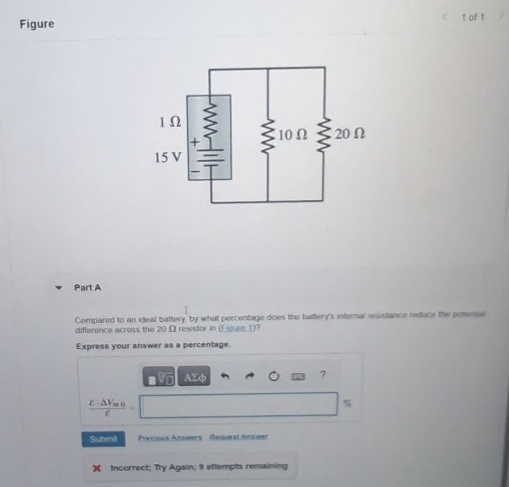 Solved Figure1 ﻿of 1Part A difference across the 20Ω | Chegg.com