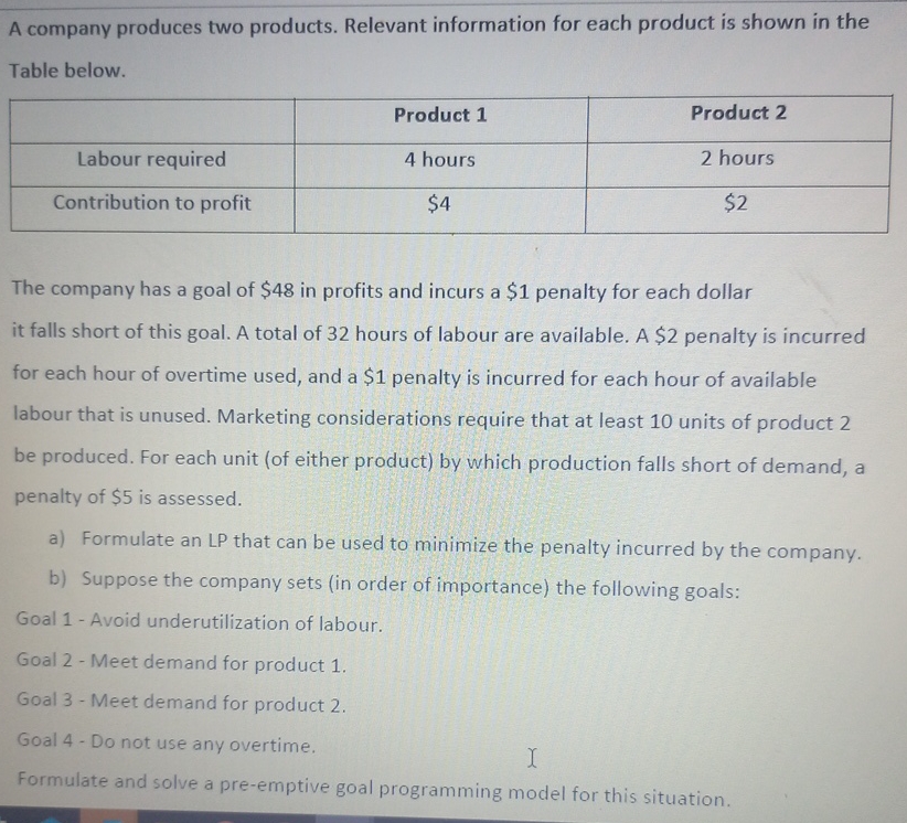 Solved A company produces two products. Relevant information | Chegg.com