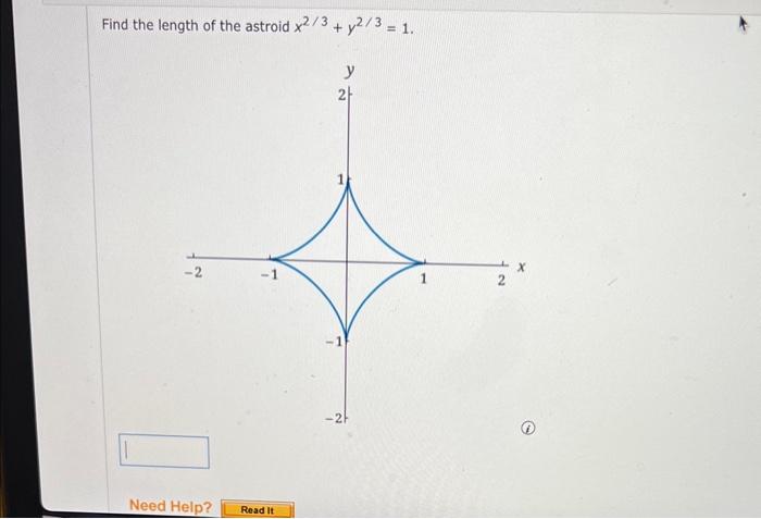 Solved Find the length of the astroid x2/3+y2/3=1. | Chegg.com