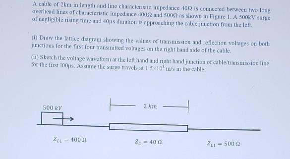 Solved A cable of 2km in length and line characteristic | Chegg.com