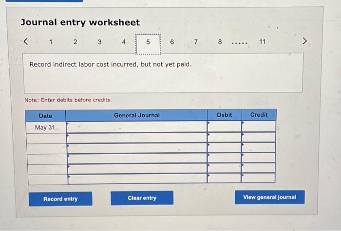 Solved Journal entry worksheet 5 Record direct materials | Chegg.com