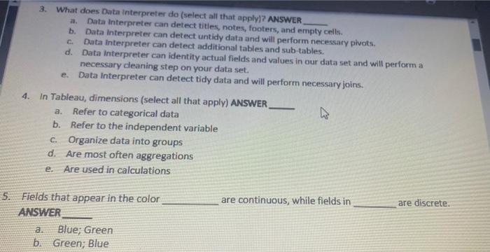 Solved 3. What does Data interpreter do (select all that | Chegg.com