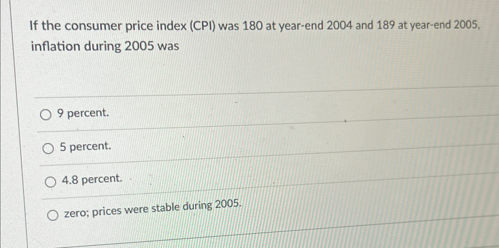 Solved If the consumer price index (CPI) ﻿was 180 ﻿at | Chegg.com