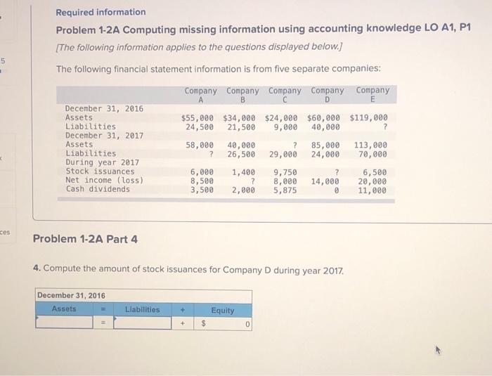 Solved 5 . Required information Problem 1-2A Computing | Chegg.com