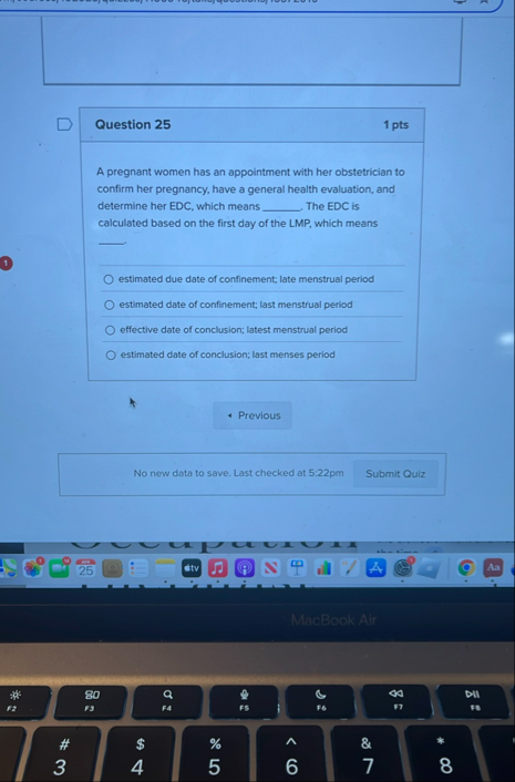 Solved Question 251 ﻿ptsA pregnant women has an appointment | Chegg.com