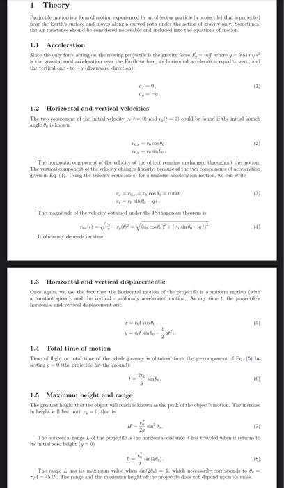 Solved 5. Using both equations (5), calculate the horizontal | Chegg.com