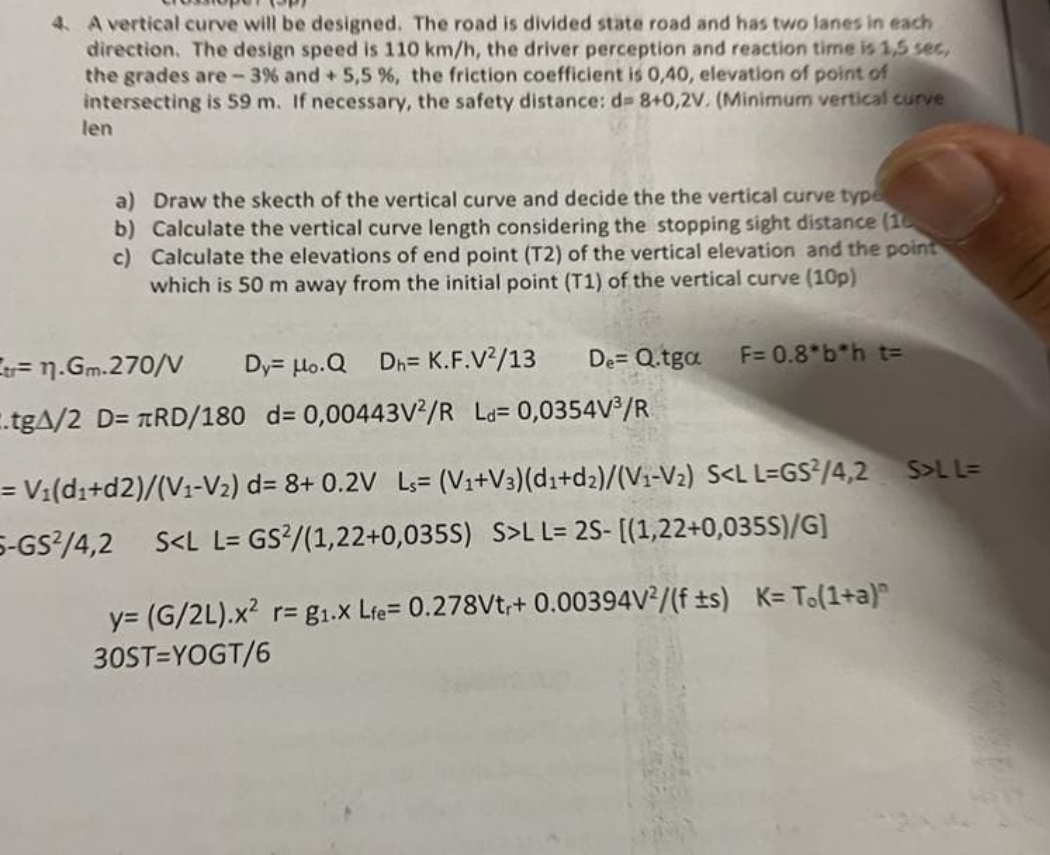 Solved A vertical curve will be designed. The road is | Chegg.com