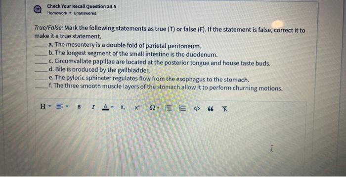 Solved True/False: Mark the following statements as true (T) | Chegg.com