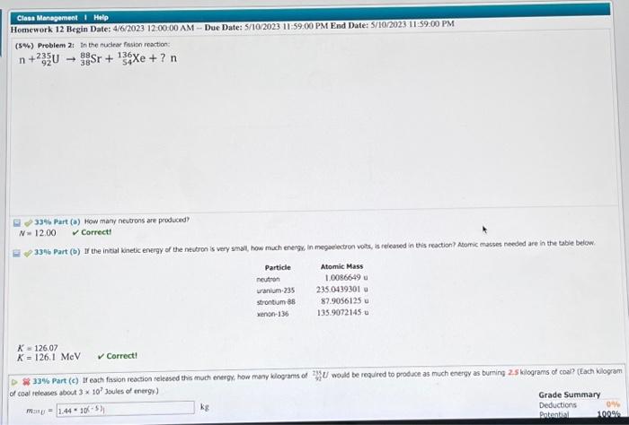 Solved (SW) Problem 2: in the nudrar fusion rastion | Chegg.com