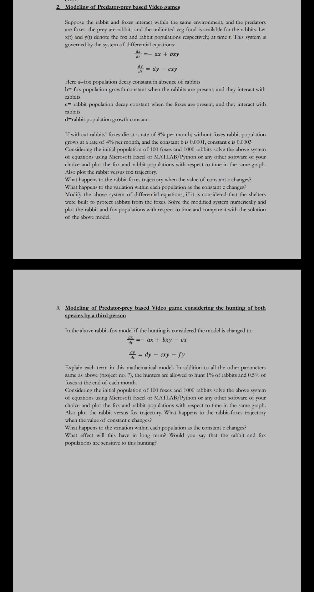 Solved 2. Modeling of Predator-prey based Video games | Chegg.com
