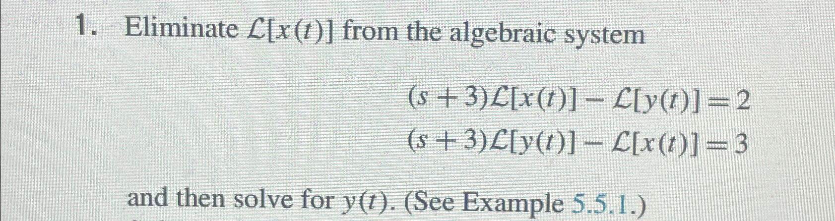 Solved Eliminate L[x(t)] ﻿from the algebraic | Chegg.com