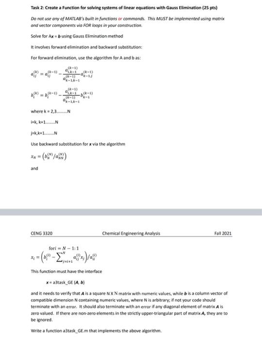 Solved Task 2 Create A Function For Solving Systems Of 1934