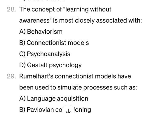 Solved The Concept Of Learning Without Awareness Is Most