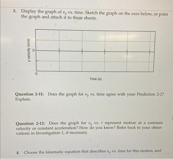 3. Display the graph of vy vs. time. Sketch the graph | Chegg.com