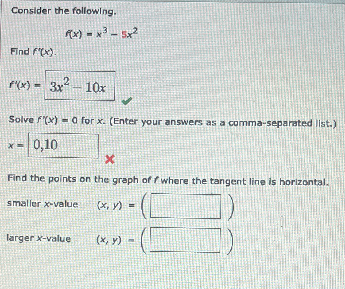 Solved Consider the following.f(x)=x3-5x2Find | Chegg.com