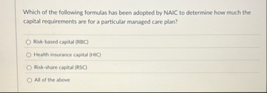 Solved Which of the following formulas has been adopted by | Chegg.com