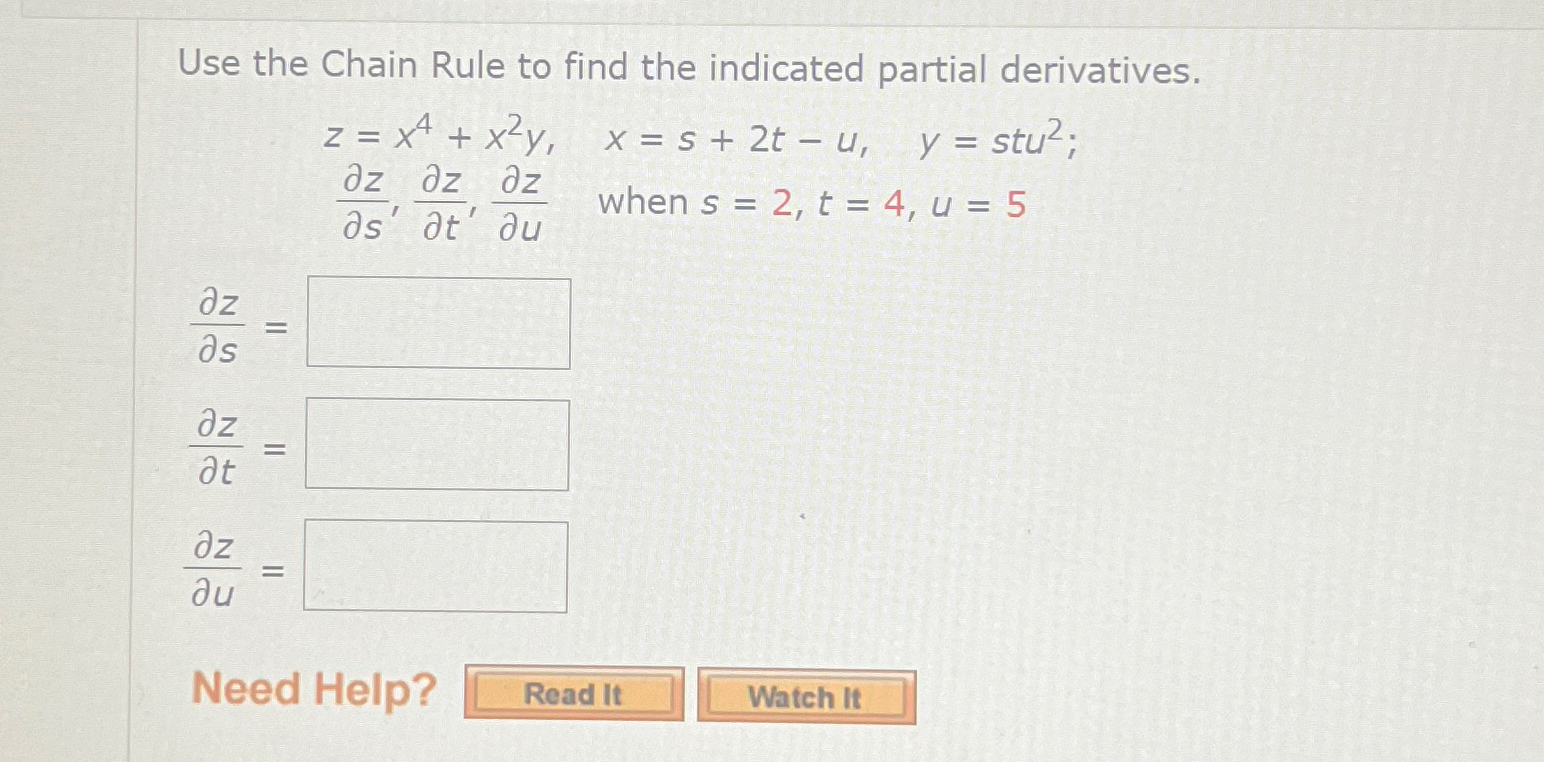 Solved Use the Chain Rule to find the indicated partial | Chegg.com