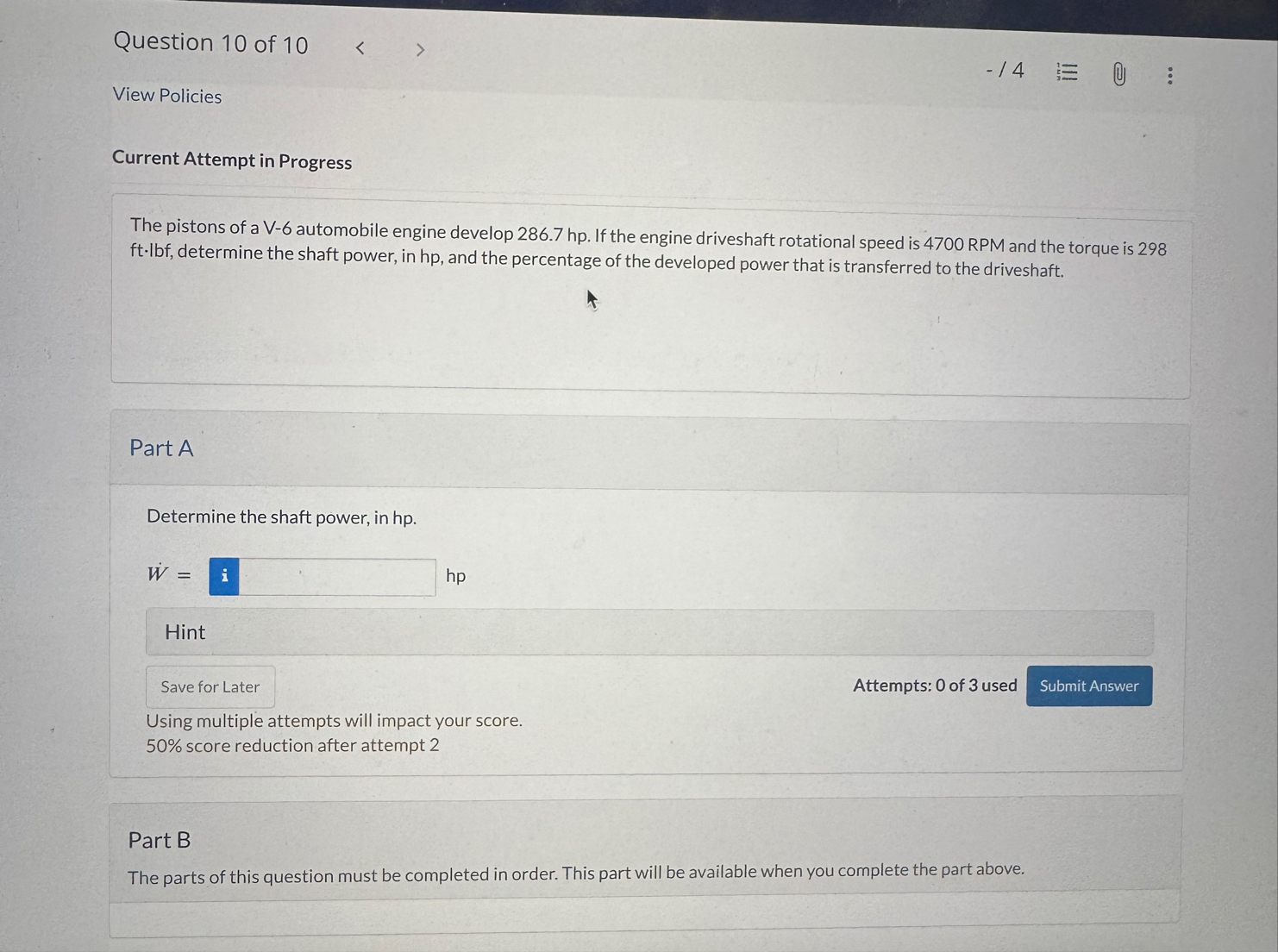Solved Question 10 ﻿of 10/ 4View PoliciesCurrent Attempt in | Chegg.com