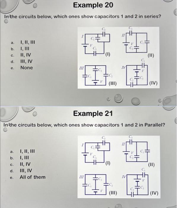 Solved In the circuits below, which ones show capacitors 1 | Chegg.com
