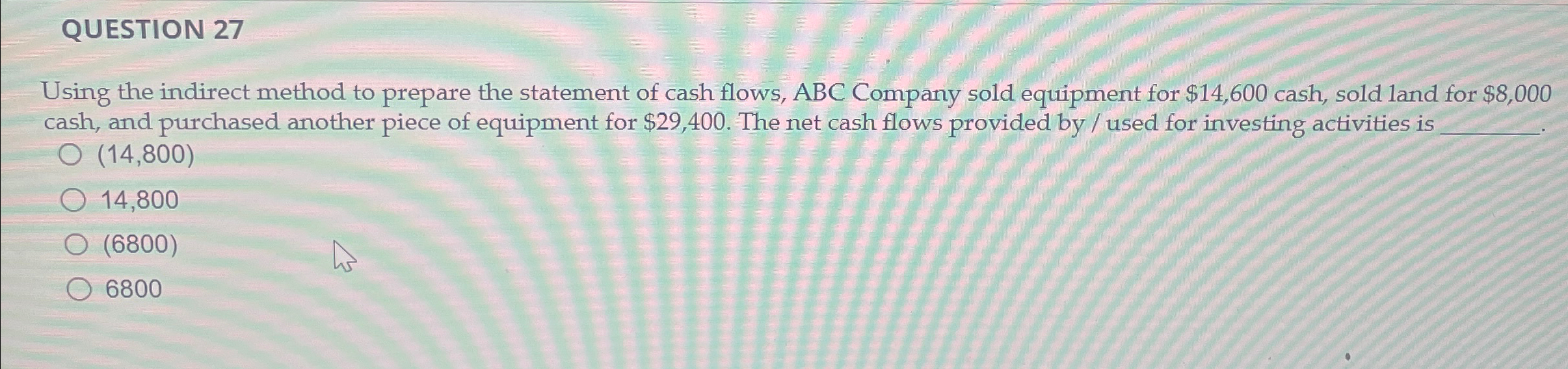Solved QUESTION 27Using the indirect method to prepare the | Chegg.com
