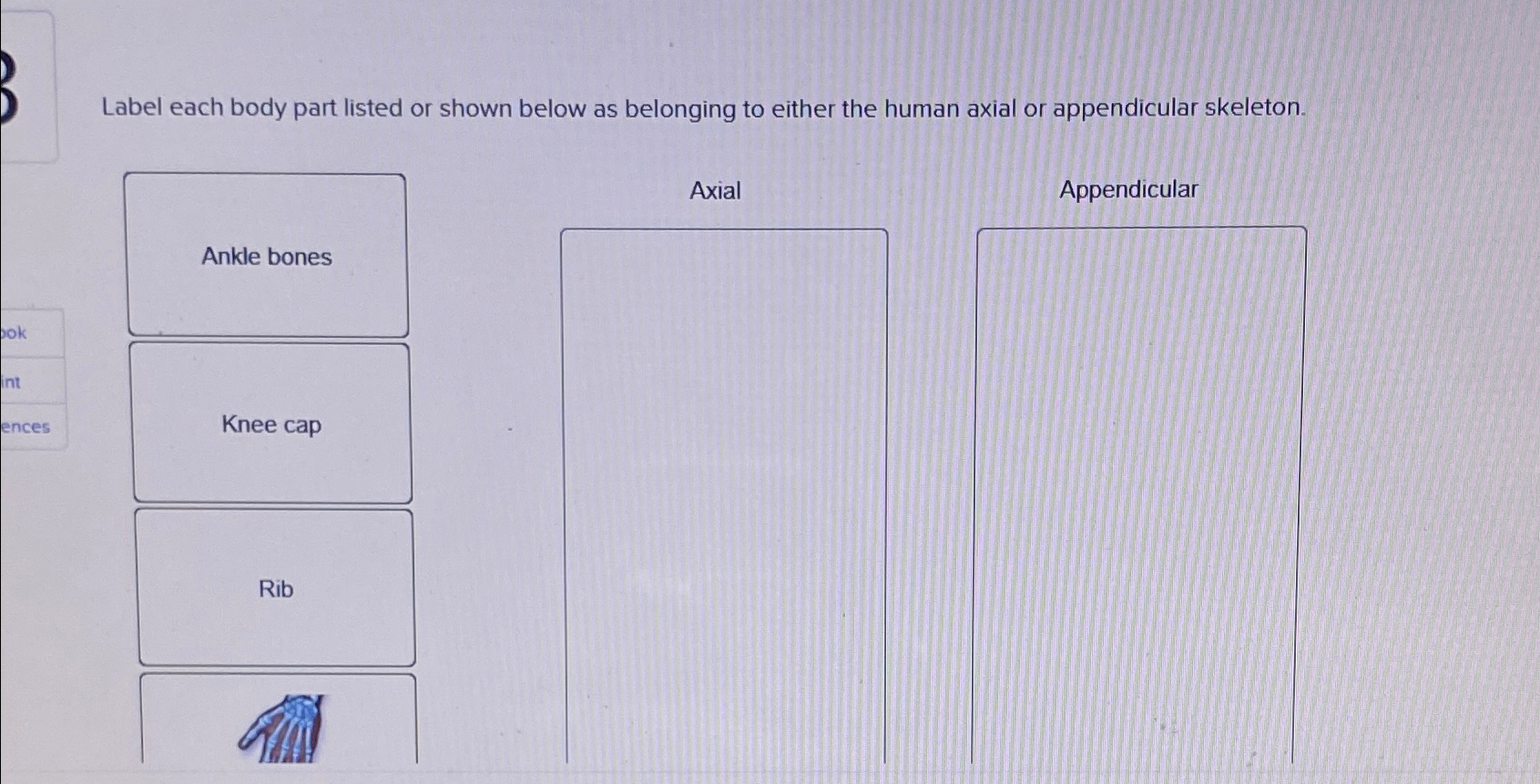 Solved Label each body part listed or shown below as | Chegg.com