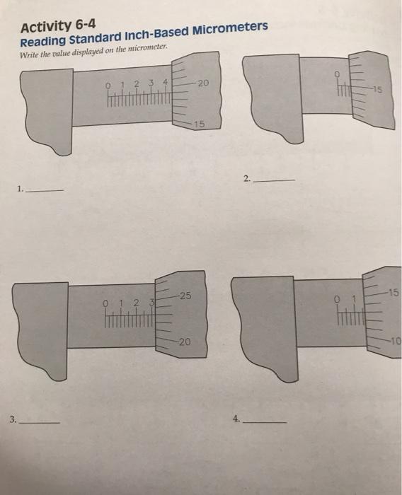 Solved Activity 6-4 Reading Standard Inch-Based Micrometers | Chegg.com