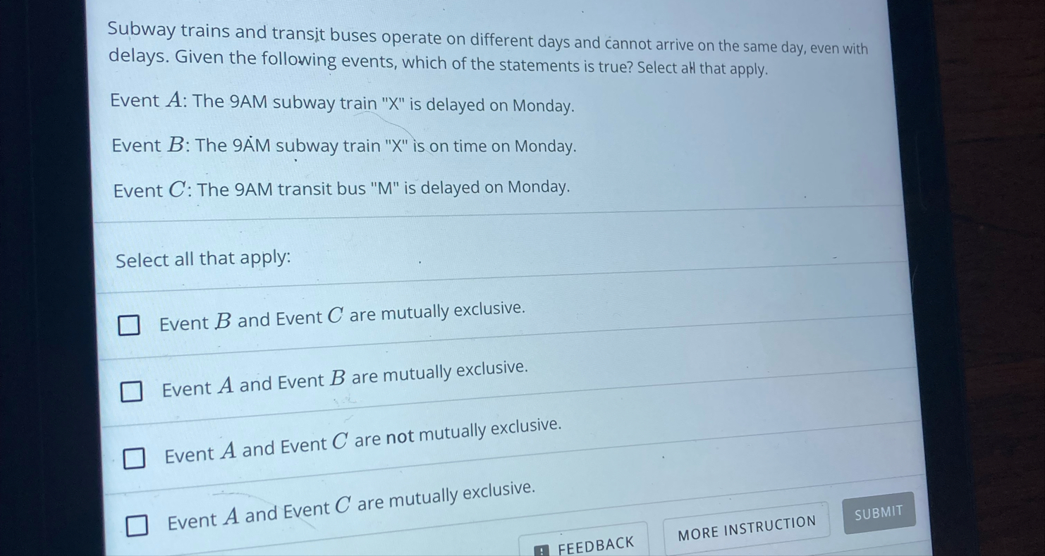 Solved Subway trains and transit buses operate on different | Chegg.com