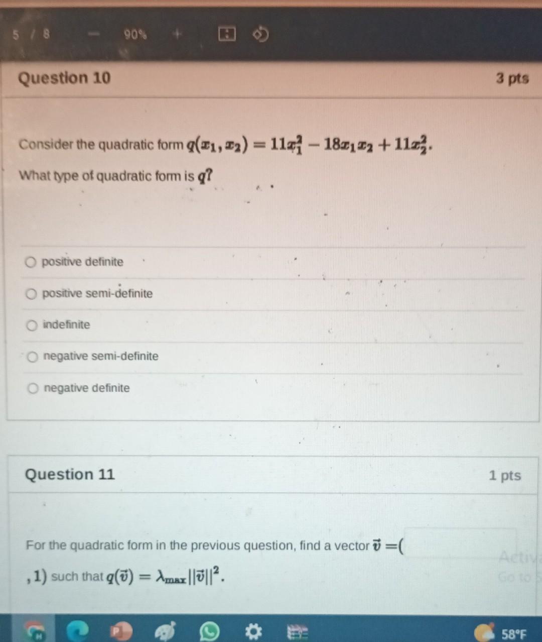 Solved Consider the quadratic form | Chegg.com