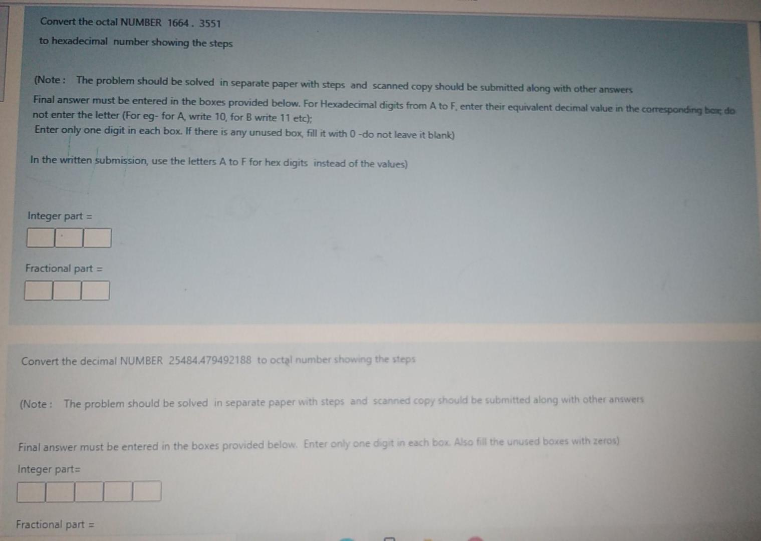 Solved Convert the octal NUMBER 1664. 3551 to hexadecimal | Chegg.com