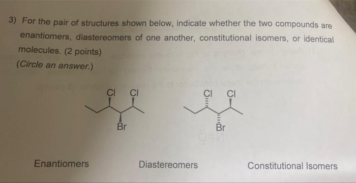 Solved 3) For the pair of structures shown below, indicate | Chegg.com