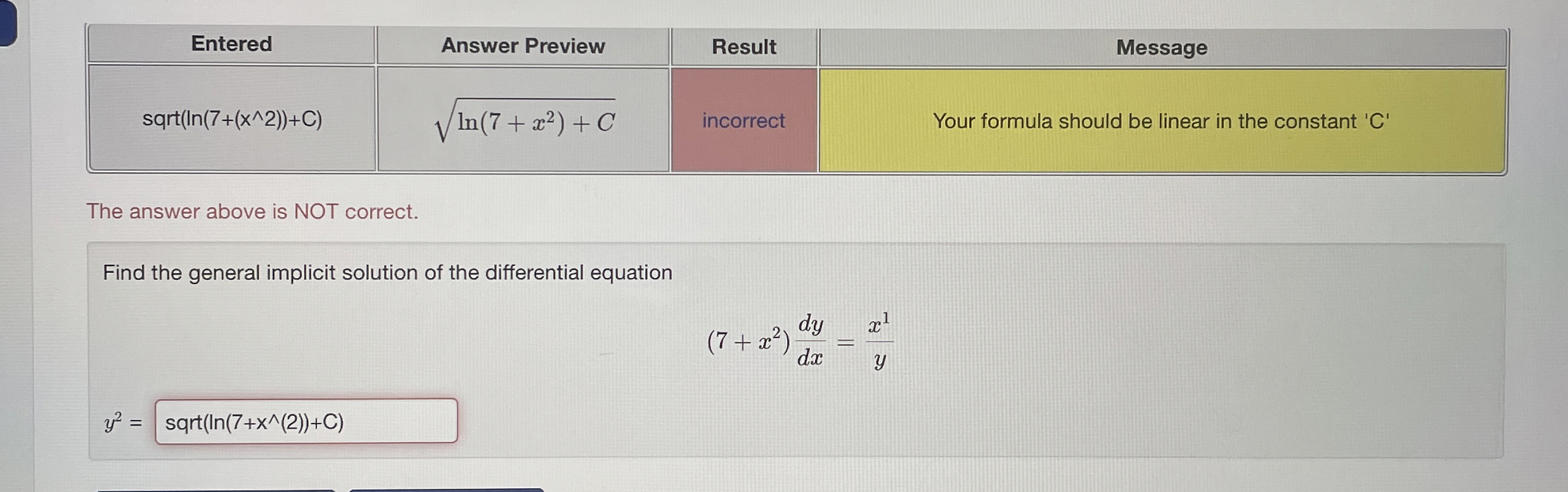 Solved The answer above is NOT correct.Find the general | Chegg.com