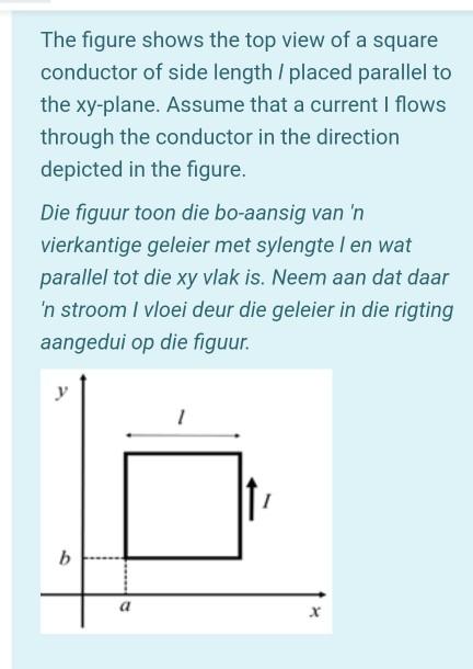 Solved The figure shows the top view of a square conductor | Chegg.com