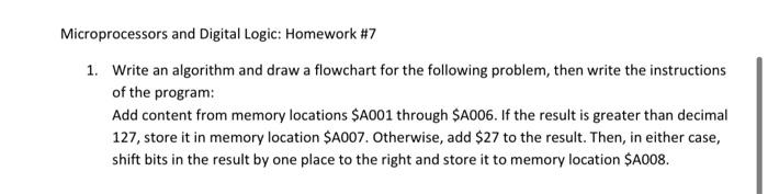 Solved Microprocessors and Digital Logic: Homework #7 1. | Chegg.com