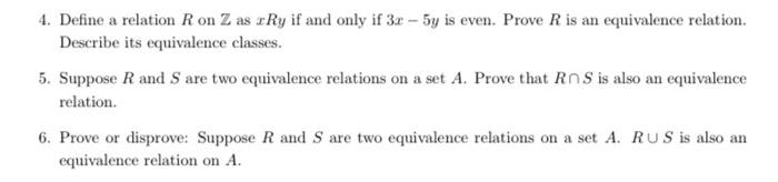 4. Define a relation R on Z as xRy if and only if | Chegg.com