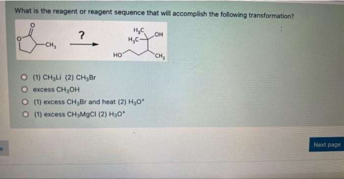 Solved What is the reagent or reagent sequence that will | Chegg.com