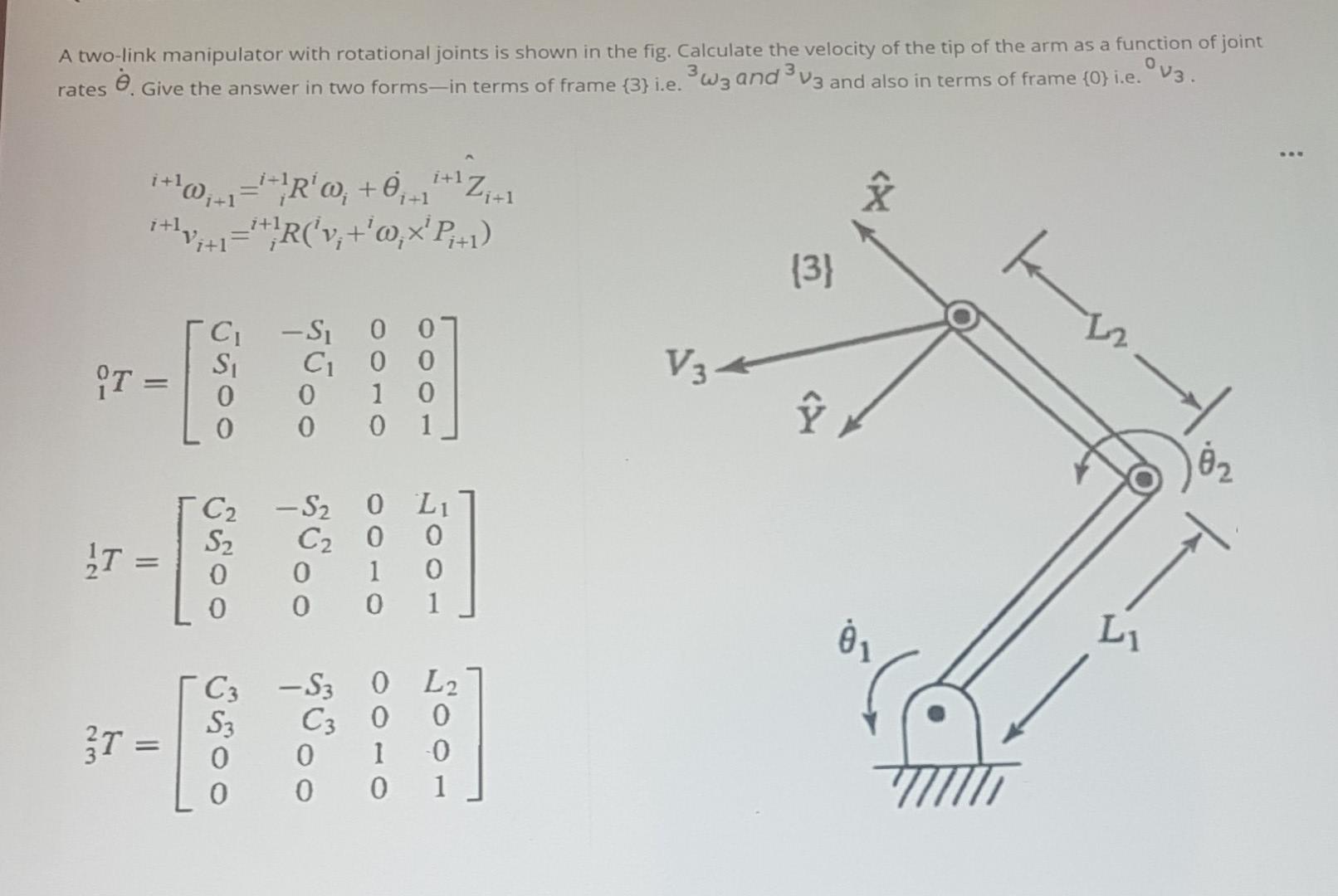 Solved A two-link manipulator with rotational joints is | Chegg.com