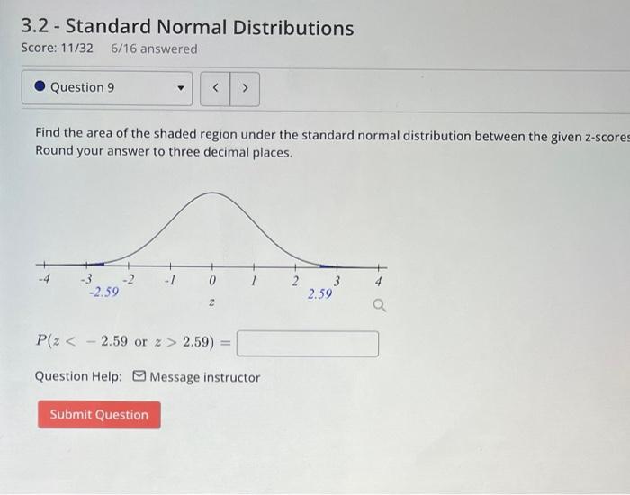 Solved 3.2 - Standard Normal Distributions Score: 11/326/16 | Chegg.com