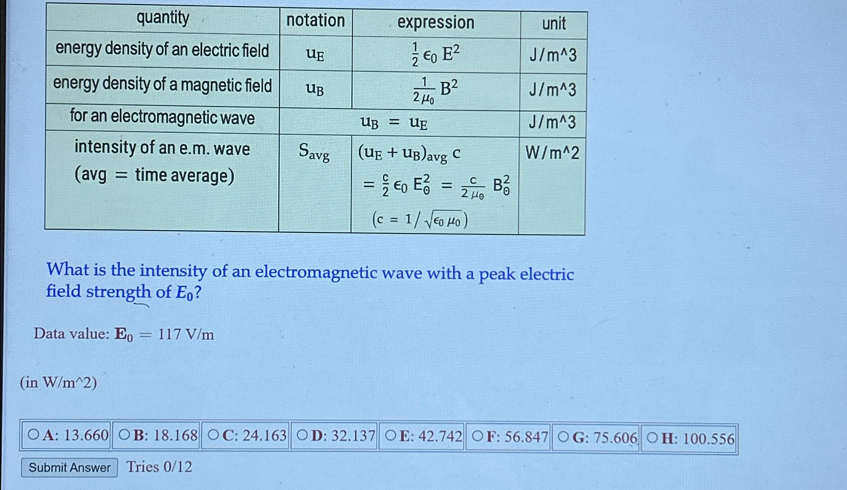 Solved \table[[quantity,notation,expression,unit],[energy | Chegg.com
