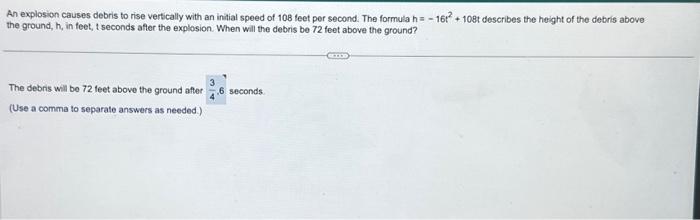 Solved An explosion causes debris to rise vertically with an | Chegg.com