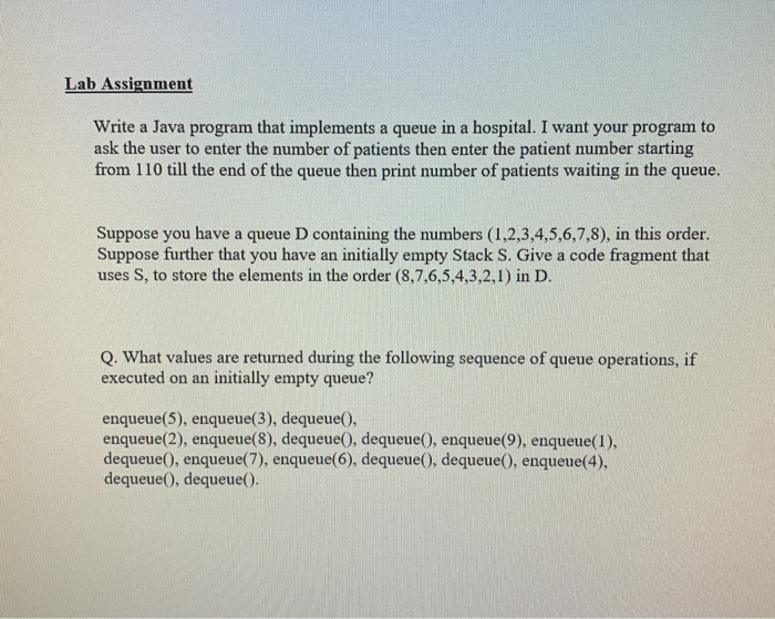 Solved Lab Assignment Write A Java Program That Implements A 