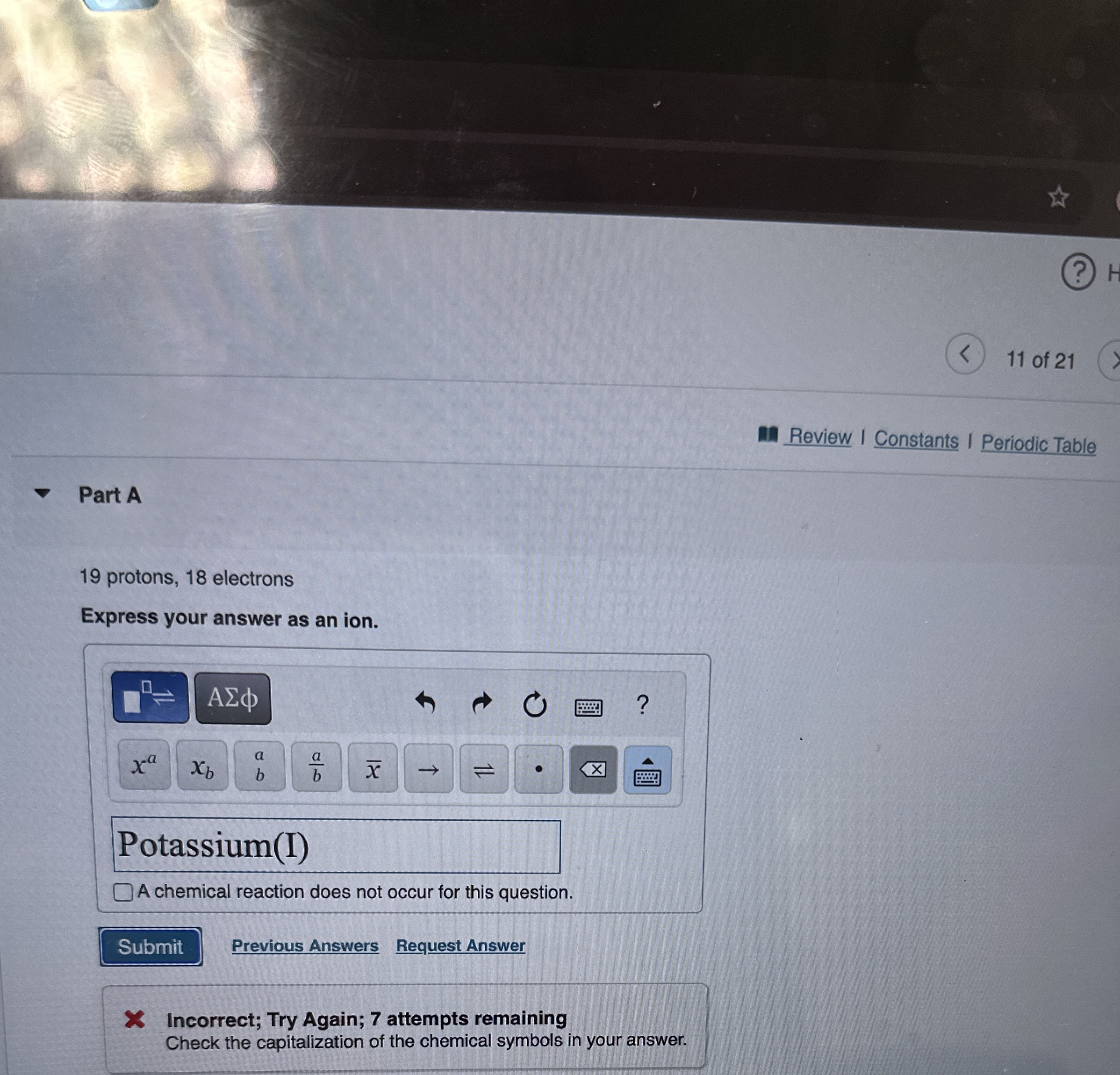 Solved Part A19 ﻿protons, 18 ﻿electronsExpress your answer | Chegg.com