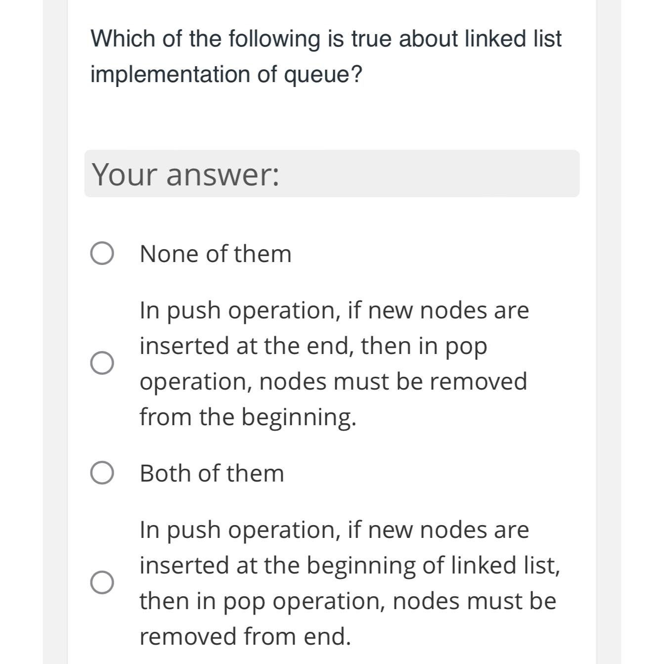 Solved Which of the following is true about linked list | Chegg.com