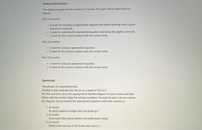 Solved Question(s): The physics of a speceding bullet. A | Chegg.com
