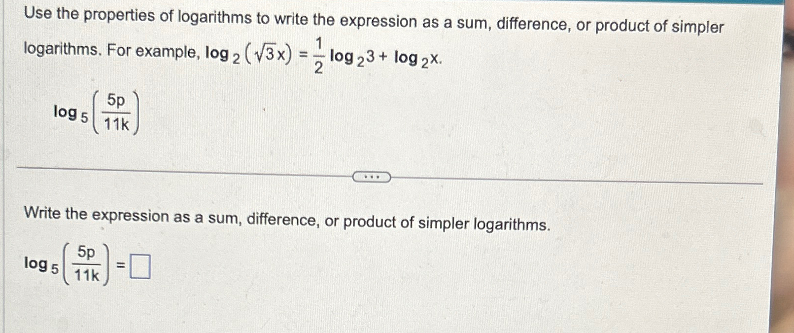 Solved Use the properties of logarithms to write the | Chegg.com