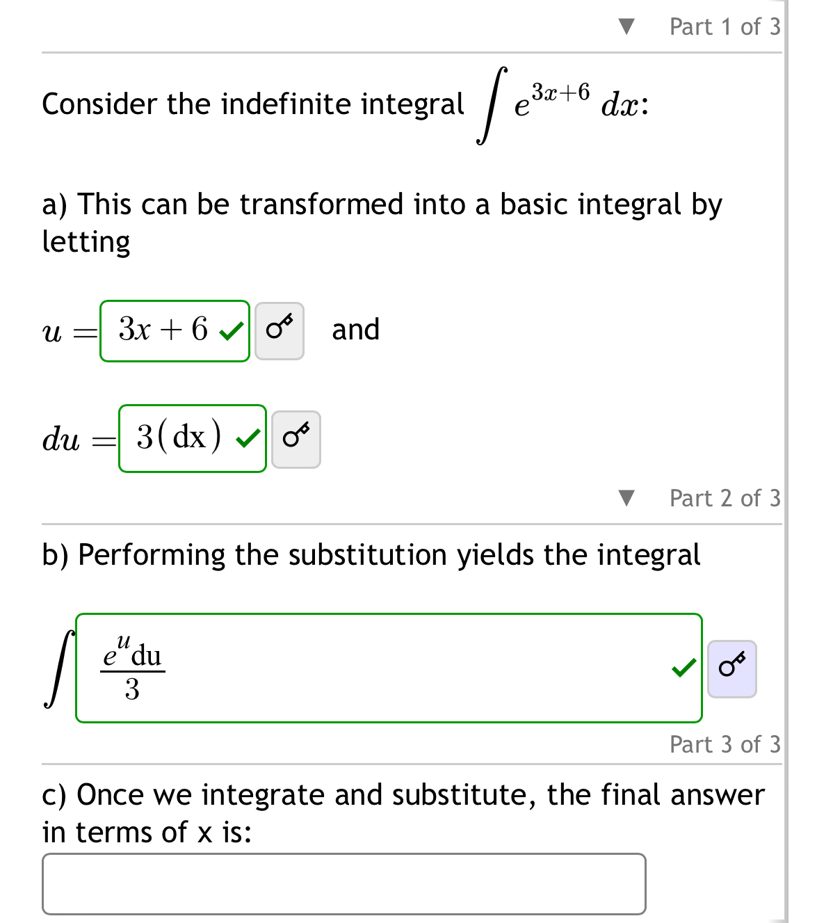 Solved Part 1 ﻿of 3Consider the indefinite integral | Chegg.com