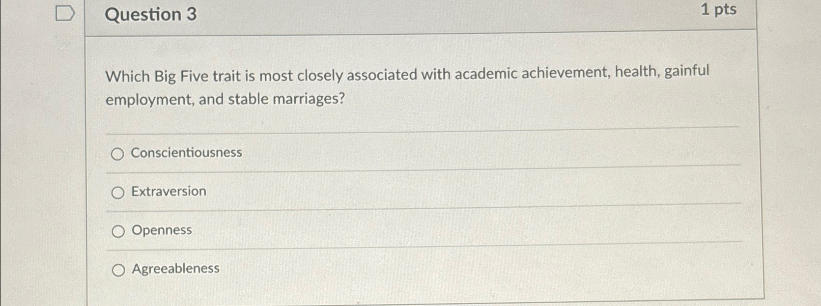 Solved Question 31 ﻿ptsWhich Big Five trait is most closely | Chegg.com