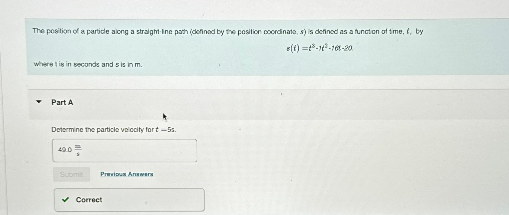 Solved The position of a particle along a straight-line path | Chegg.com
