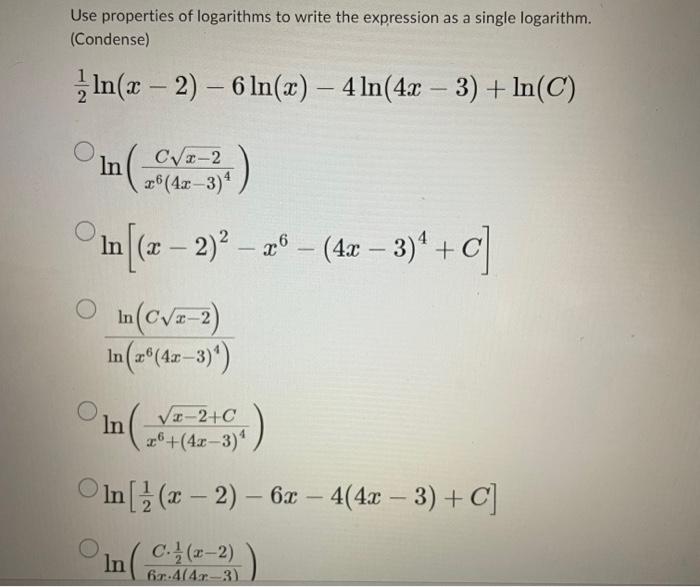 Solved Use properties of logarithms to write the expression | Chegg.com