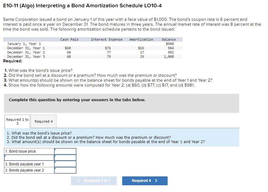 Solved E10-11 (Algo) ﻿Interpreting a Bond Amortization | Chegg.com