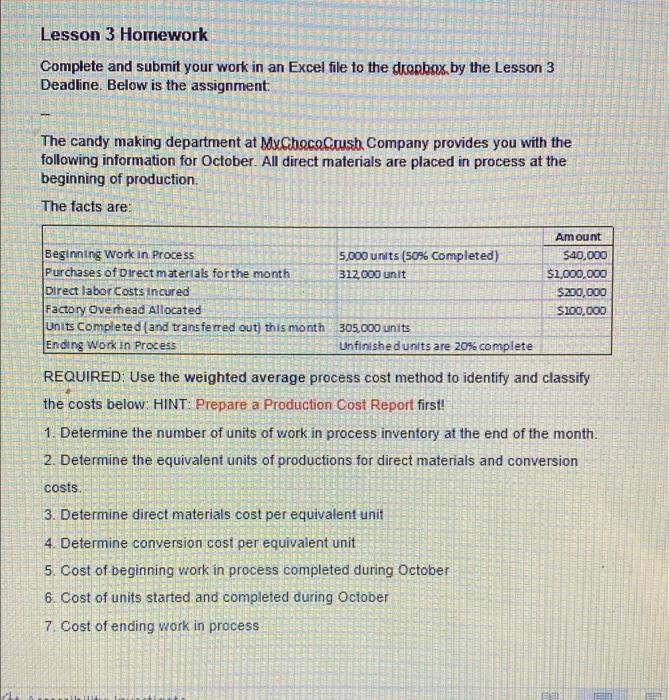 Solved Lesson 3 Homework Complete and submit your work in an | Chegg.com